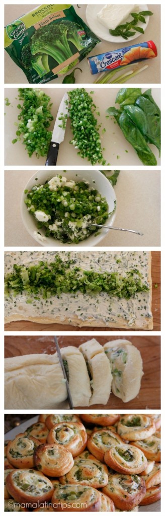 Broccoli, Cream Cheese and Jalapeño Pinwheels • Mama Latina Tips
