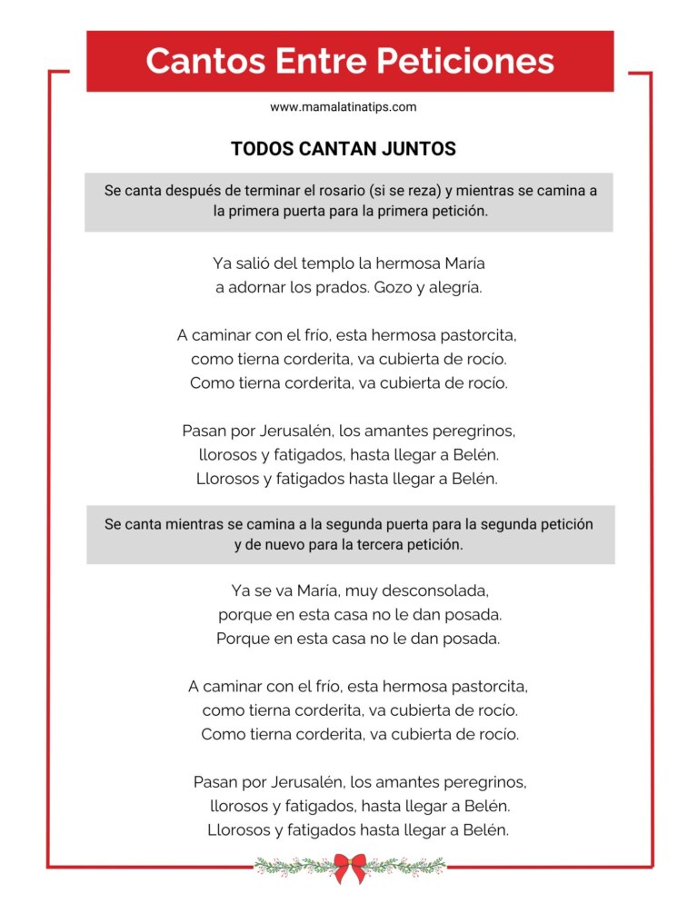 Canto Para Pedir Posada (Imprimible) • Mama Latina Tips